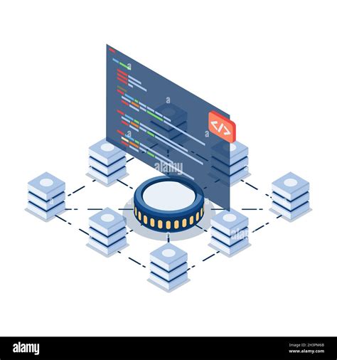 Flat D Isometric Computer Code Over Blockchain Technology Blockchain Technology And Software