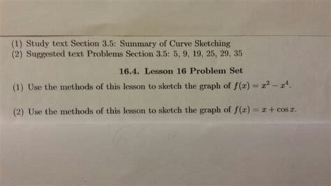 Solved Study Text Section Summary Of Curve Sketching Chegg
