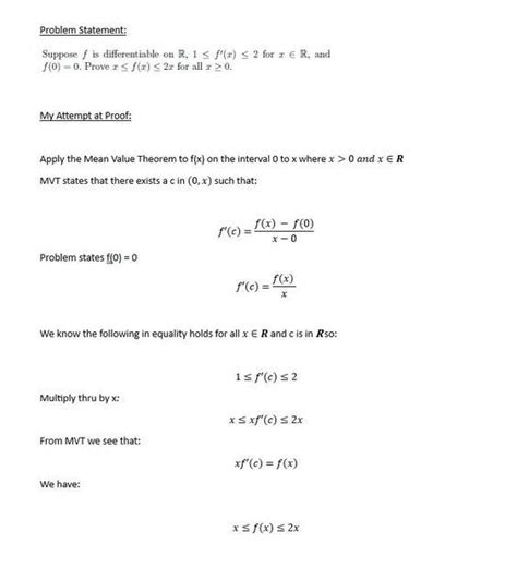 proof using mean value theorem