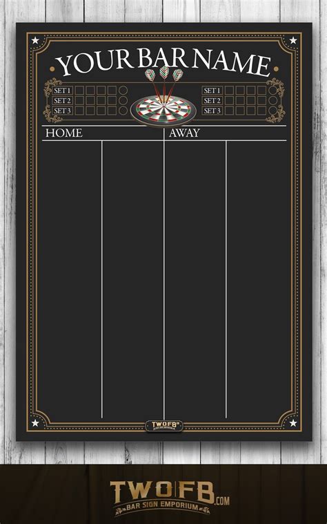 Official Darts Chalkboard Darts Tournament Scoreboard Chalk Scoreboard