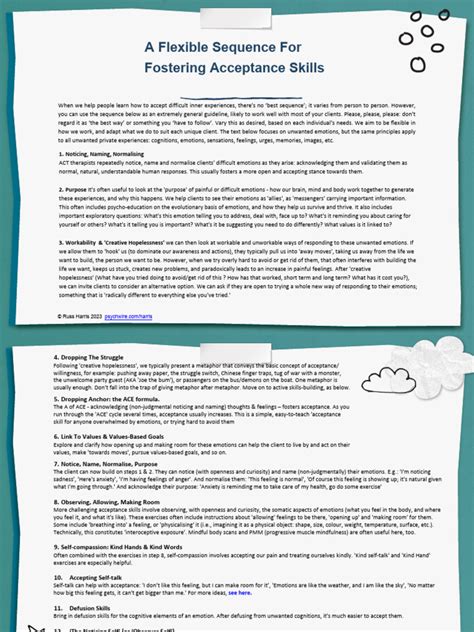 A Flexible Sequence For Teaching Acceptance Skills Russ Harris Pdf