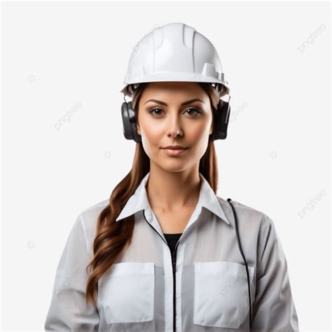 안전모와 헤드폰을 착용한 여성 안전모를 쓴 여자 그리고 헤드폰을 끼고 만화 Png 일러스트 및 이미지 에 대한 무료 다운로드 Pngtree
