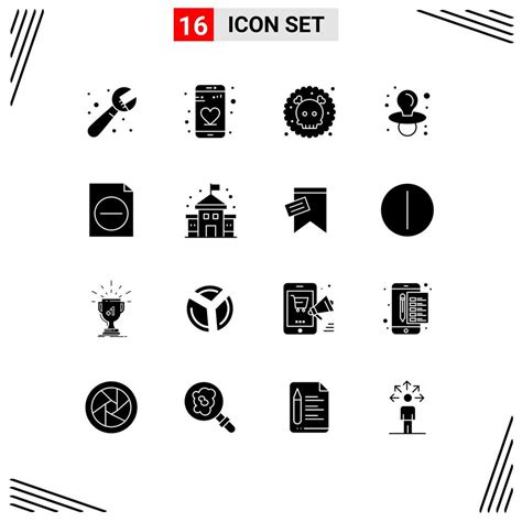 16 Thematic Vector Solid Glyphs And Editable Symbols Of Building Document Poisonous Delete Dummy