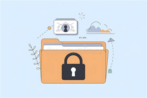 Secure Data Storage File Protection Privacy And Access Control Stock Illustration