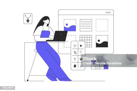Ui Ux Design Concept Woman Character Create Layout And Optimize Elements Testing User App