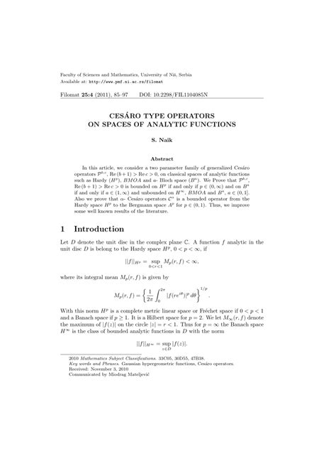 Pdf Cesáro Type Operators On Spaces Of Analytic Functions
