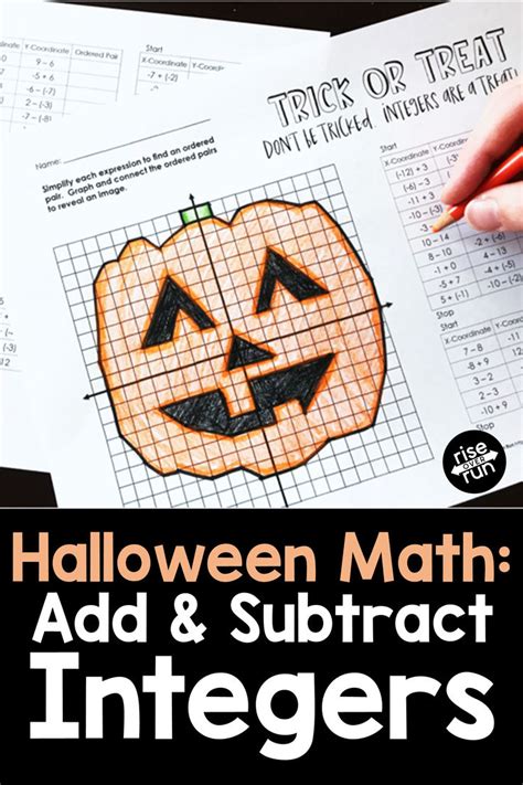 Halloween Middle School Math Activity Add And Subtract Integers Coordinate Graph Coordinate
