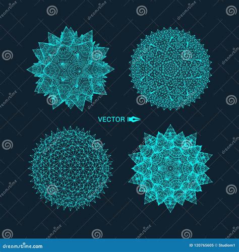 Sphere With Connected Lines Global Digital Connections Wireframe Illustration Stock Vector