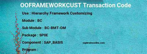 Ooframeworkcust Sap Tcode For Hierarchy Framework Customizing