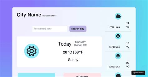 Weather App Wireframe To Htmlcss Codesandbox