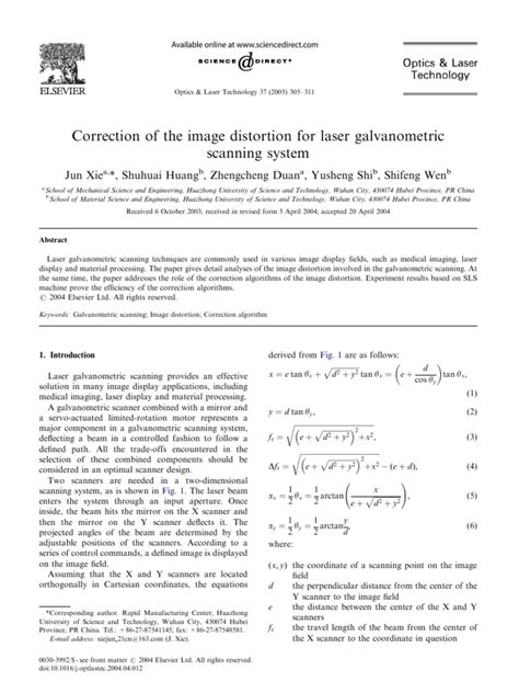 Correction Of The Image Distortion For Laser Galvanometric Pdf