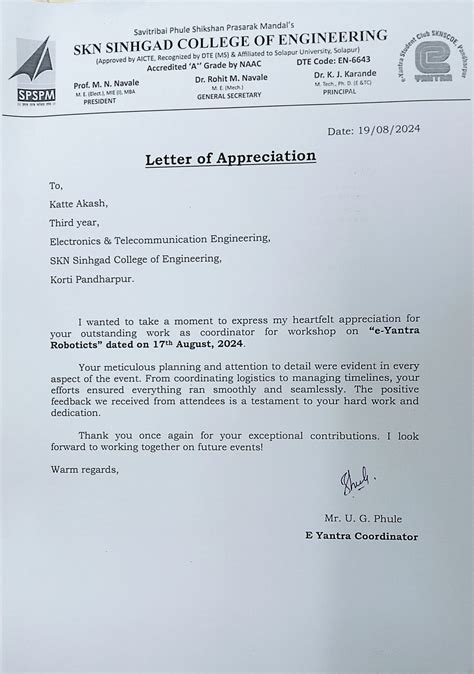 Akash Katte On Linkedin Appreciation Eyantra Robotics Sknscoe