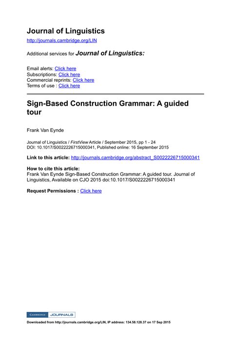 Pdf Sign Based Construction Grammar A Guided Tour