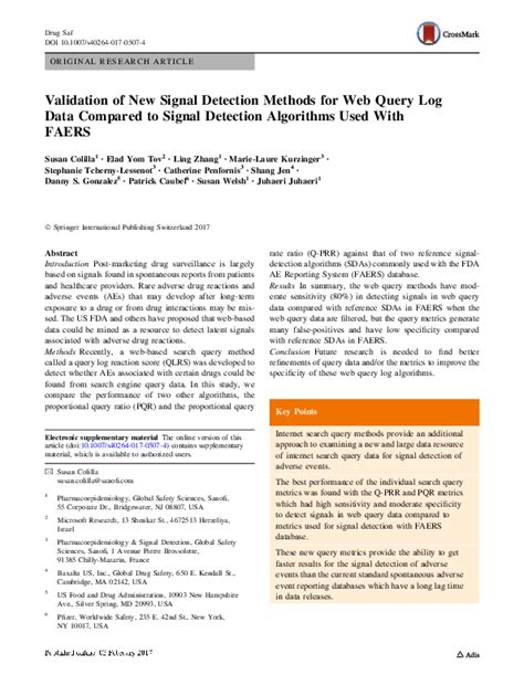 Pdf Comparison Of Web Query Methods With Faers Signal Detection