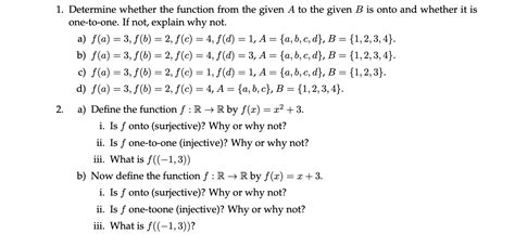 Solved Determine Whether The Function From The Given A To Chegg
