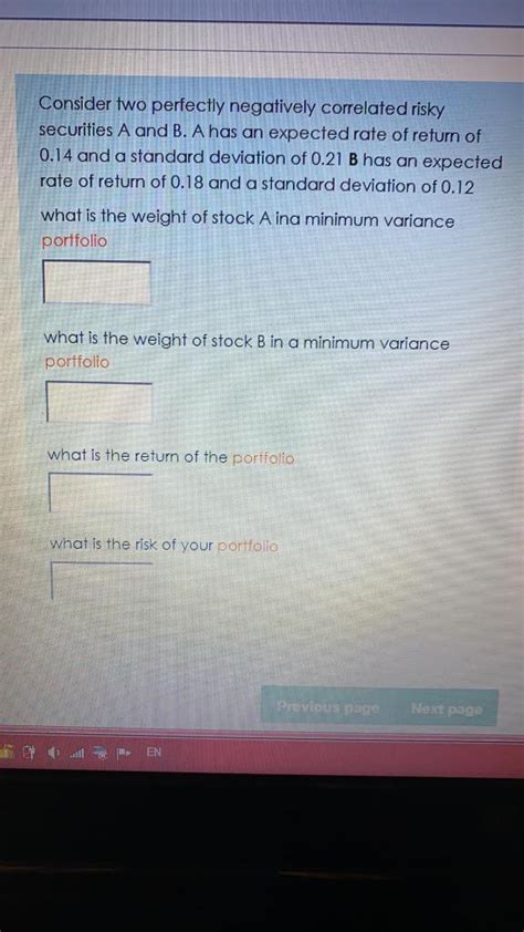 Solved Consider Two Perfectly Negatively Correlated Risky