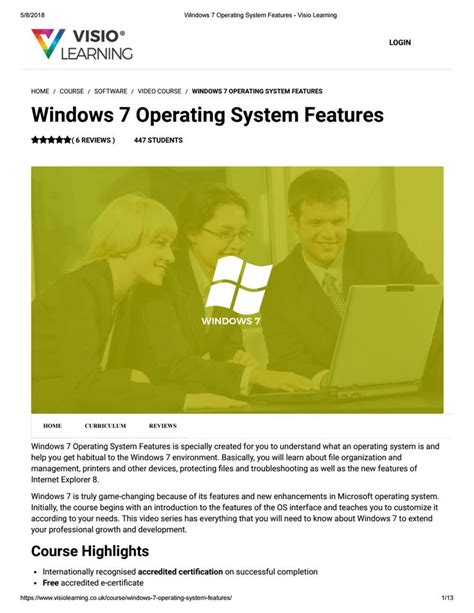 Windows 7 Operating System Features Visio Learning Operating System System Learning