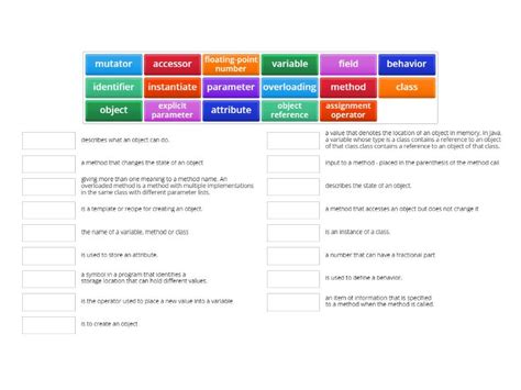 Ap Csa Unit 2 Vocabulary Match Up