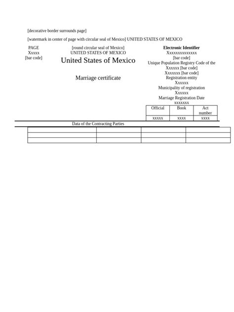 Mexico Marriage Certificate Details Pdf