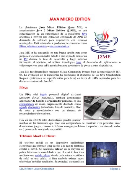 Java Micro Edition Pdf Asistente Personal Digital Java Lenguaje