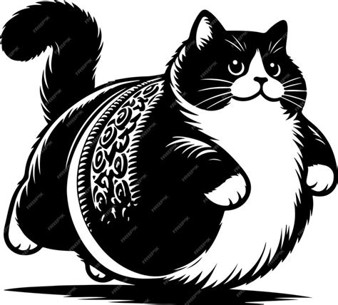 Cat Oreo Cat Silhouette Running Cute Big Fat Cat Oil Belly Premium Ai