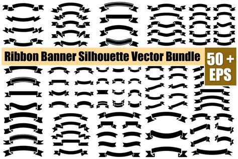 Ribbon Banner Silhouette Vector Bundle Graphic By Art King · Creative