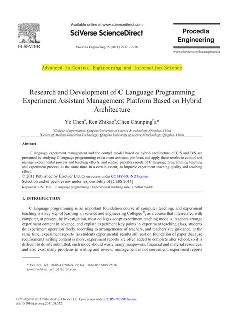 pdf research and development of c language programming experiment