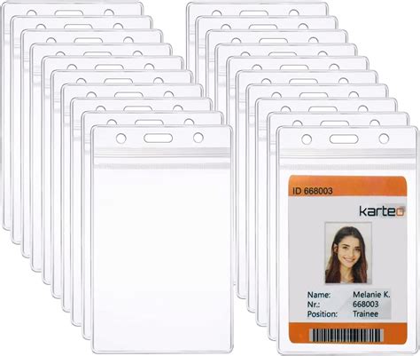 Hzsooch 50pcs Plastic Name Tags Holders Vertical Badge Id Card Holders