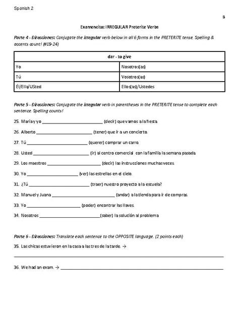 Regular And Irregular Preterite Verbs Assessment By Sra Francesca Tpt