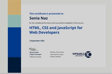 Sonia Naz On Linkedin 🎓 Frontend Developer Certification From 10pearls University 📅 Issued