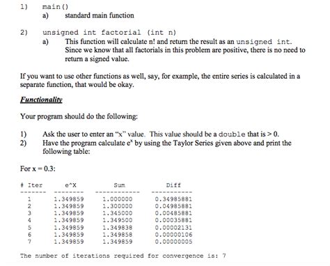 solved problem 1 taylor series convergence c program for