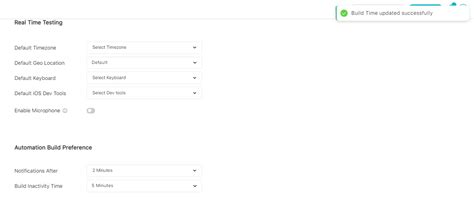 Build Inactivity Time Lambdatest
