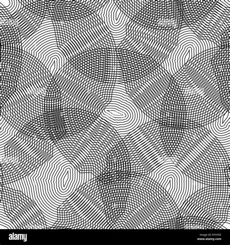 Vector Monochrome Seamless Pattern Curved Lines Black White