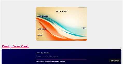 Saiharsha99react Credit Card Codesandbox