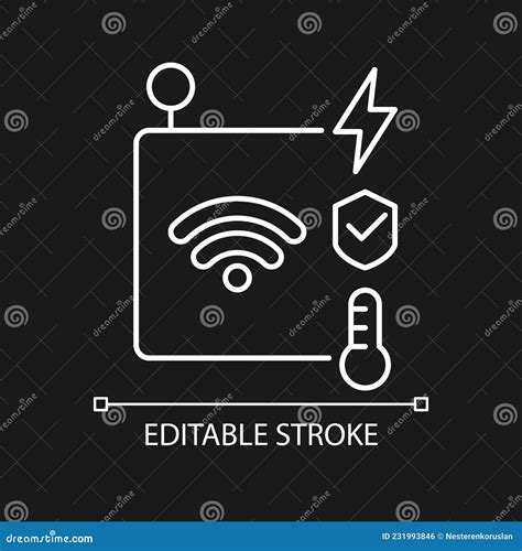 Iot Sensors White Linear Icon For Dark Theme Stock Vector Illustration Of Connection Location