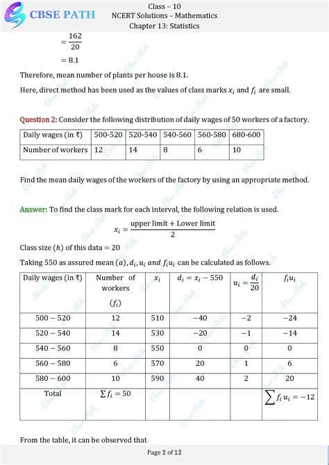 Ncert Solutions For Class 10 Maths Exercise 13 1 Statistics 2024 25 Cbse Path