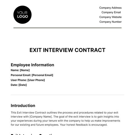 Free Exit Interview Contract Hr Template To Edit Online