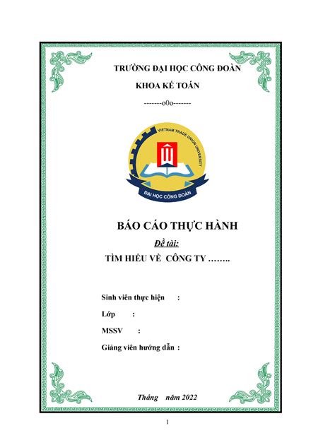 Hướng dẫn HP thực hành gih TRƯỜNG ĐẠI HỌC CÔNG ĐOÀN KHOA KẾ TOÁN o o BÁO CÁO THỰC HÀNH