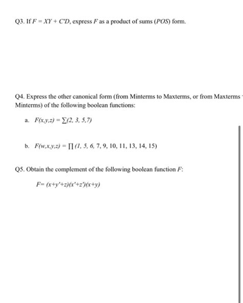 Solved Q1 Simply The Following Boolean Functions A F