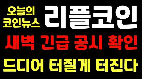 리플 새벽 긴급 공시 확인 드디어 터질게 터진다 리플 리플전망 리플코인 리플소송 Sec Xrp 비트코인