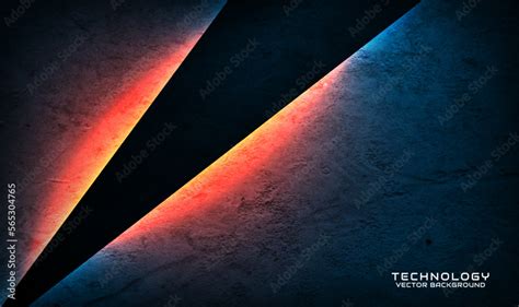 3d Blue Rough Grunge Techno Abstract Background Overlap Layer On Dark Space With Hot Burn Iron