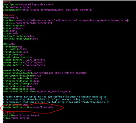 redis config get dir returns to etc even if readwite directory is