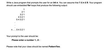 Answered Write A Java Program That Prompts The User For An Int N You Can Assume That N