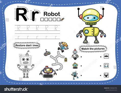 Alphabet Letter Rrobot Exercise Cartoon Vocabulary Stock Vector Royalty Free 1906962700