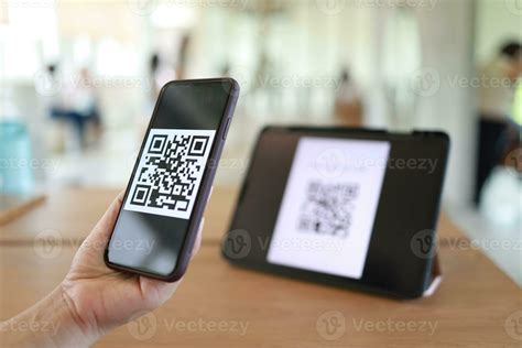 Qr Code Payment Woman Scanning QR Code Online Shopping Cashless Technology Concept