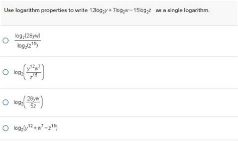 Solved Use Logarithm Properties To Write See Below As A Chegg