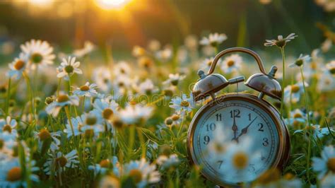 Spring Forward Daylight Saving Time Alarm Clock On Beautiful Nature