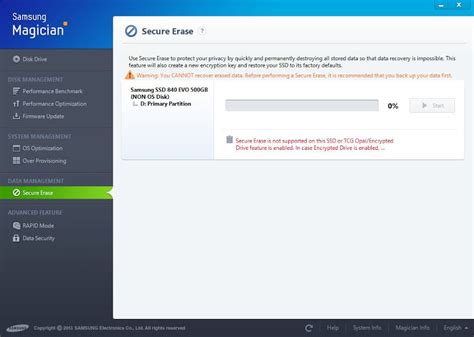 solution to samsung magician secure erase grayed out