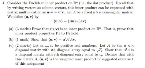 solved 1 consider the euclidean inner product on r i e