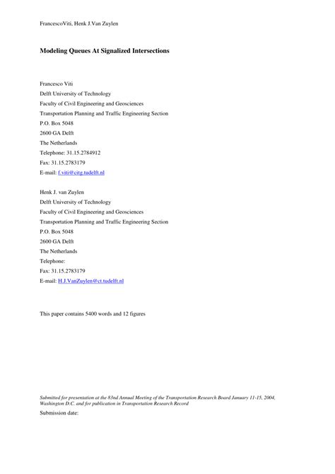 Pdf Modeling Queues At Signalized Intersections